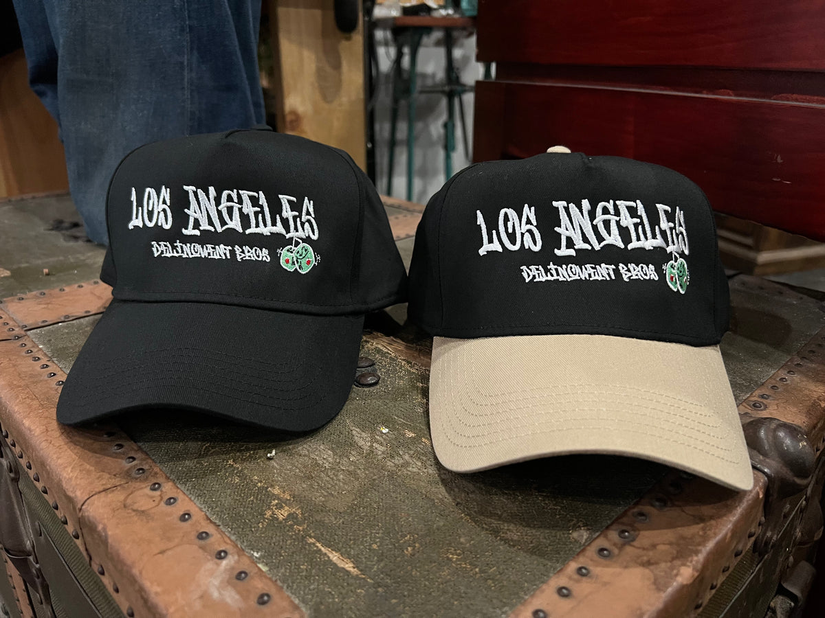 90's Baby 5 Panel Snap Back Cap in Beige/Black – Delinquent Bros